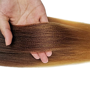 Liang Dian Pre Stretched Braiding Hair Ombre 30 Inch 8 Packs Synthetic Crochet Braids Hot Water Setting Professional Soft Yaki Texture Synthetic Hair Extensions(1B/30/27)