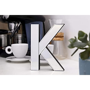 COLLECTIVE HOME - 7-inch Tall Mirrored Glass and Wood Decorative Letter, Home-Bedroom-Office Wall Décor. Perfect Fun Gift to Encourage Girls, Young Ladies & Teens. (K)