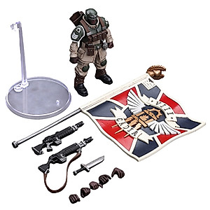 HiPlay JoyToy Warhammer 40K Collectible Figure: Astra Militarum Cadian Command Squad Veteran with Regimental Standard 1:18 Scale Action Figures JT7929 (Veteran with Regimental Standard)