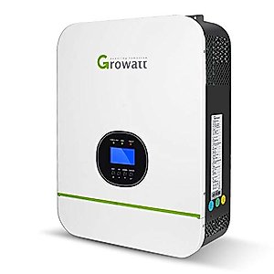 Solar Inverter 48V 3000W 120V/240V Split Phase Solar Inverter Growatt Built-in 80A MPPT Solar Charge Controller Pure Sine Wave Inverter for Home Use US Warehouse