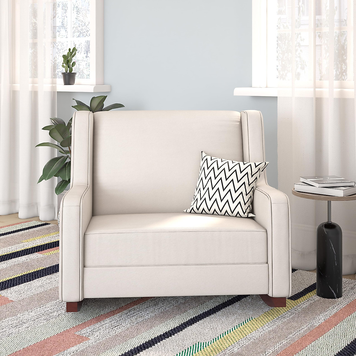 Baby Relax Hadley Upholstered Double Rocker Chair, Beige Microfiber