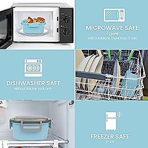 Bugucat Bento Box 54 Oz, Lunch Box with 3 Compartments and Cutlery, Reusable Lunch Containers with Ice Pack, Adults Food Storage Containers for Work Picnic, Dishwasher-safe, BPA-Free