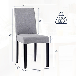IULULU Dining Chairs Set of 4 Upholstered Linen High-Back, Grey