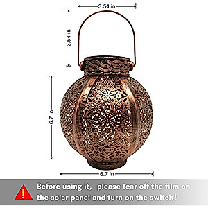 ZC GEL Solar Lanterns Outdoor Waterproof 2 Pack, Hanging Solar Lights Metal Retro Solar Lantern Outdoor Decorative for Garden, Patio, Courtyard, Party