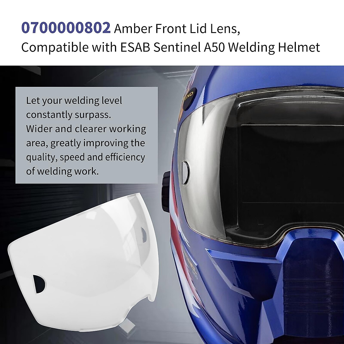 5 PACK 0700000802 Clear Front Cover Lens, Clear Polycarbonate Outside Cover Lens, 3.93" x 2.36" Viewing Lens, A50 Welding Helmet Cover Lens, Compatible with ESAB 0700000800 Sentinel A50 Welding Helmet