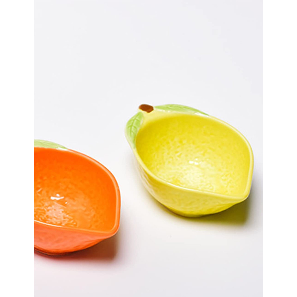 Mozacona 4pcs Ceramic Appetizer Plates Lemon Shape Side Dishes Seasoning Plates