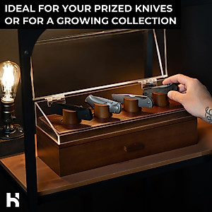 Pocket Knife Display Case EDC Case – Pocket Knife Storage Case and Knife Display Stand – Pocket Knife Case and Pocket Knife Organizer – Knife Cases For Collections - Gift For Men Husband Dad - Walnut