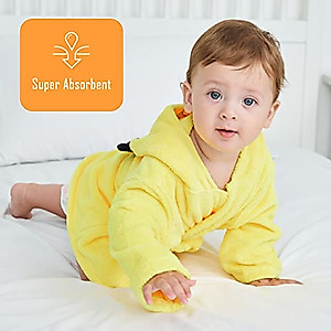 Sunny zzzZZ 2 Pack Unisex Baby Plush Animal Face Robe for 0-9 Months - Neutral Design Softest Newborn Clothes for Boys and Girls - Baby Essentials Registry Search Gifts - Cute Bee and Happy Elephant