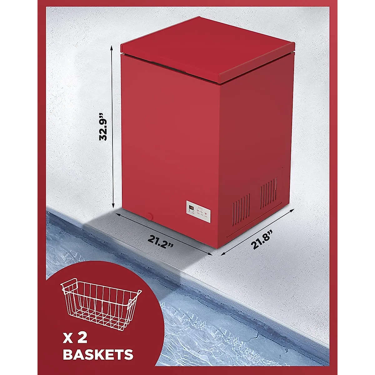 Northair Low temperature Chest Freezer - 3.5 Cu Ft with 2 Removable Baskets - Reach In Freezer Chest - 14℉ to -40℉