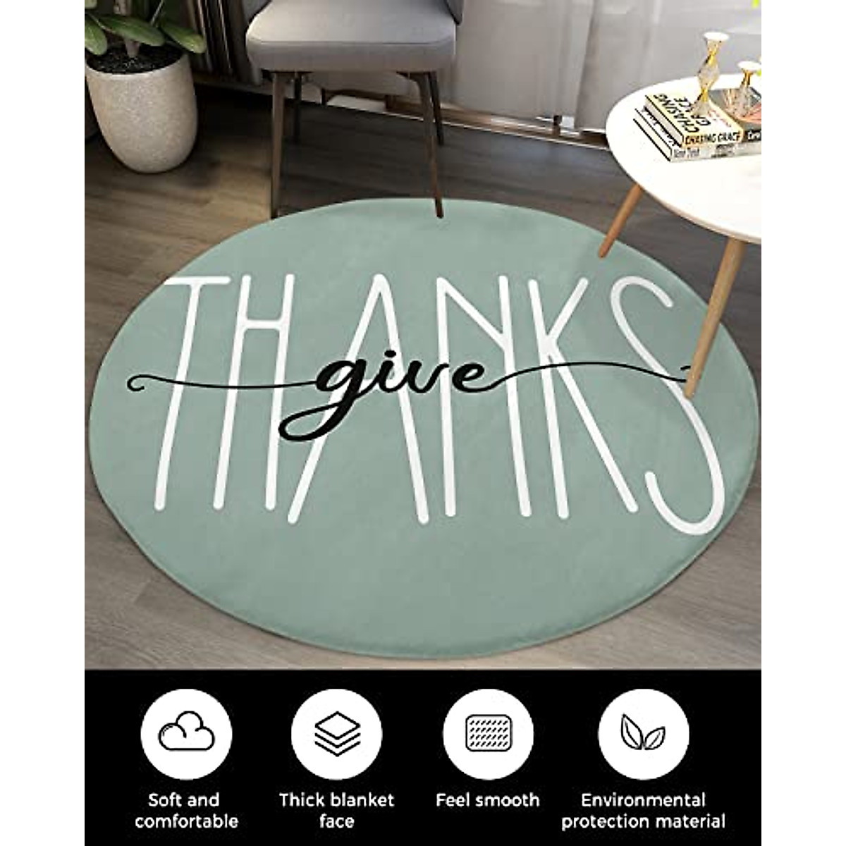 Thanks Fall Area Runner Rug for Bedroom Living Room Bathroom Kitchen Hallway Office,Washable Fluffy Patio Carpet Outdoor Indoor Bath Door Desk Floor Mat,Happy Thanksgiving Harvest Autumn Holiday 3FT