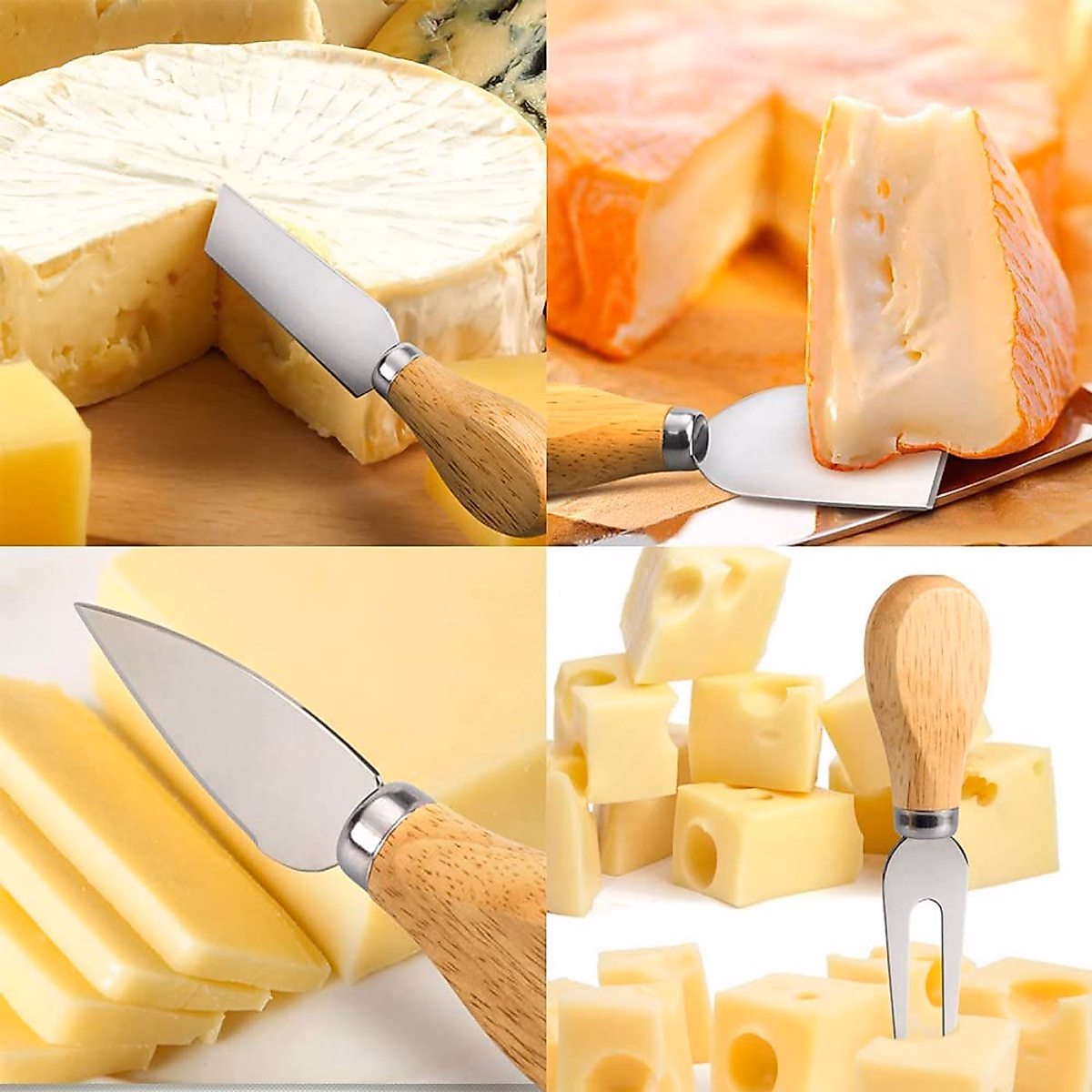 ccHuDE 4 Pcs Stainless Steel Cheese Cutter Set Cheese Spreading Slicer Forks Mini Butter Serving Spatula Charcuterie Board Accessories