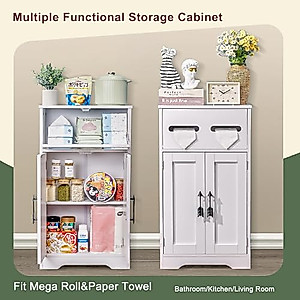 VECELO Mega Toilet Paper Holder Bathroom Organizer of Rolls, Waterproof, Large Capacity Reserve Area, Trapdoor Lid, D 8.66 × W 17.72 × H 31.5 Inch, White