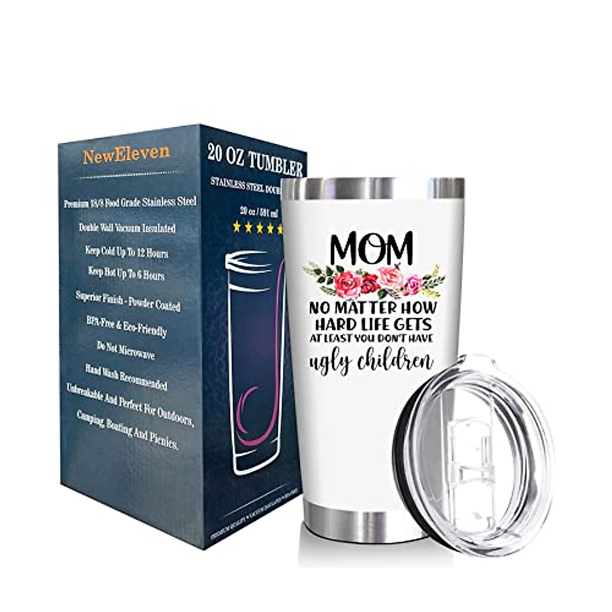 NewEleven Gifts For Mom From Daughter, Son - Mom Gifts - Birthday Gifts For Mom - Best Bday Presents For Mom, Wife, Women - Funny Birthday Presents From Daughter, Son, Husband - 20 Oz Wine Tumbler