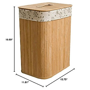 DOITOOL Clothes Basket Bamboo Practical Clothes Basket Creative Bamboo Basket Cover Clothes Basket Folding Clothes Basket