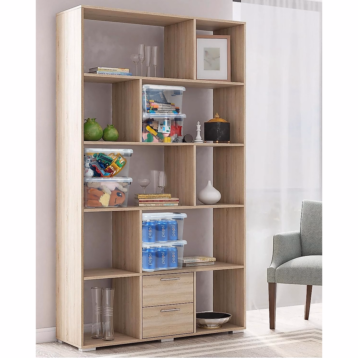 NEATJELAI Plastic Storage Bins with Lids -Storage Organizer Bins with Black Buckle Lids, Stackable Storage Bins with Lids for Home Office Closet Art Supplies Organization,6 Packs, Clear