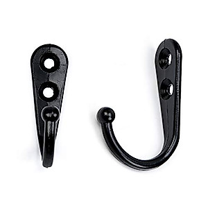 36 Pieces Coat Hooks Wall Mounted Robe Hook Single Coat Hanger No Scratch and 72Pieces Screws Black (Black)