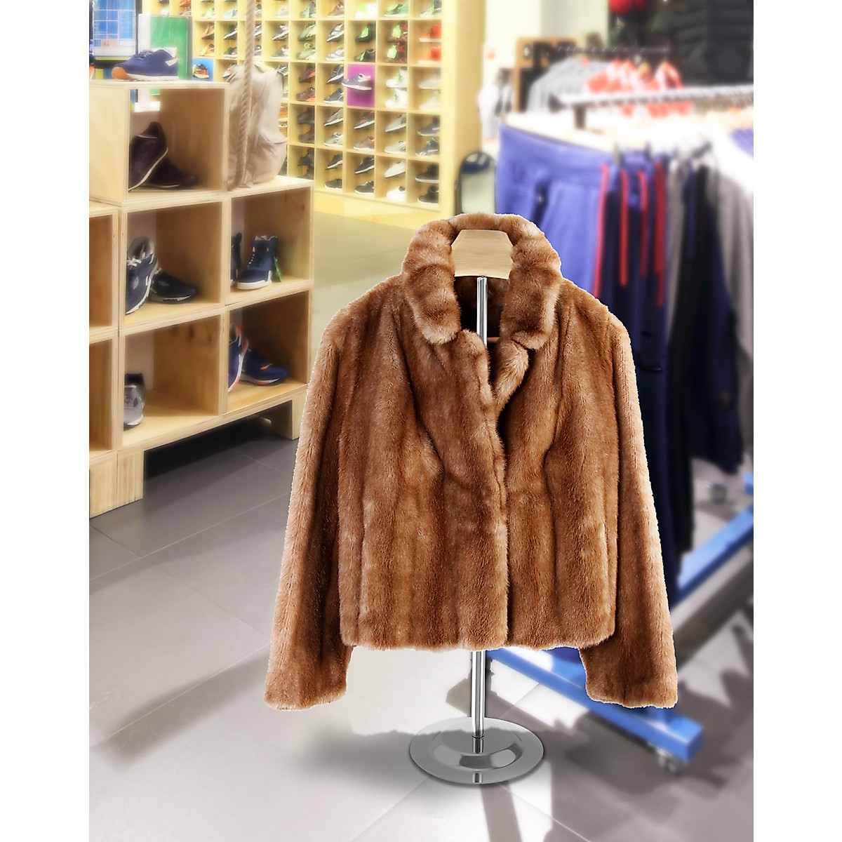 QWORK Adjustable Metal T-Shirt Display Stand, 2 Pack Foam & Wire Clothes Hanger Rack -16" to 28" for Coat Clothing Garment Retail, Craft Show