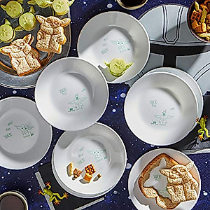 Corelle Vitrelle 8-Piece Appetizer Plates Set, Triple Layer Glass and Chip Resistant, 6-3/4-Inch Lightweight Round Plates, Disney Star Wars-The Child