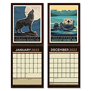 Americanflat 12 Month 2023 Calendar - National Park Wildlife Design - Monthly Format Large Wall Calendar - Hanging Wall Planner 10x26 Inches When Open