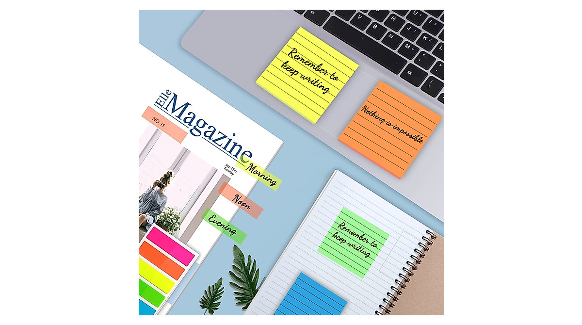 Transparent Lined Sticky Notes - 7 Bright Colors, Waterproof