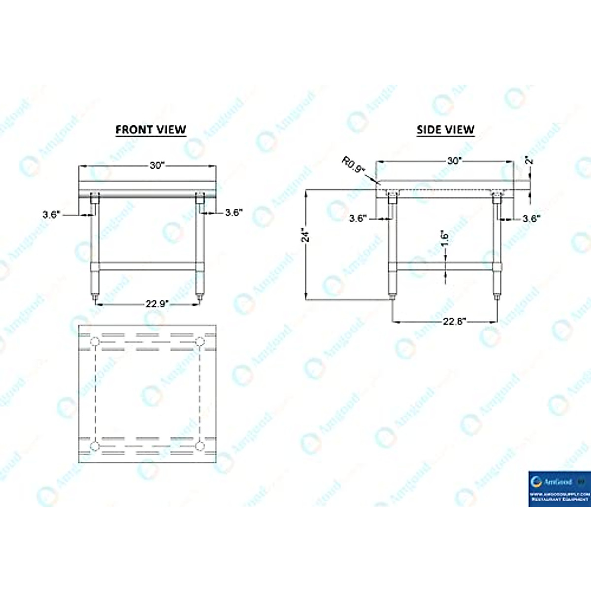 AmGood 30" x 30" Stainless Steel Equipment Stand | Height: 24" | Commercial Heavy Duty Grill Table