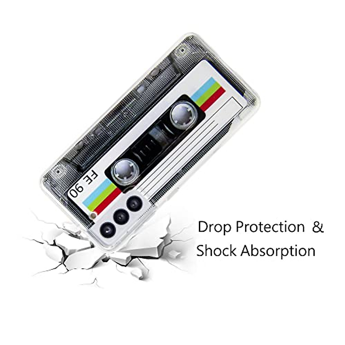 FAteam Case for Galaxy S21 5G, Shockproof Scratchproof with TPU Soft Bumper Retro Cassette Tape Case Compatible with Samsung Galaxy S21 5G (6.2 Inch)