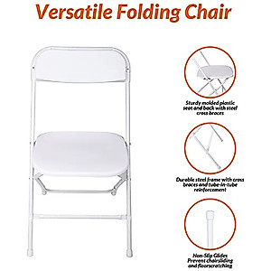 Signature Folding Plastic Chair with 500-Pound Capacity, White, 2-Pack