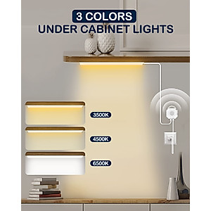 MATICOD Under Cabinet Lights, 3 Colors Motion Sensor Light Indoor Under Cabinet Lighting with Warm White Cold White Daylight, Under Counter Lights for Kitchen LED Closet Lights