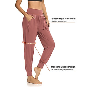 DIBAOLONG Womens Yoga Joggers Loose Workout Sweat Pants Comfy Lounge Pants with Pockets Cameo 2XL Plus Size