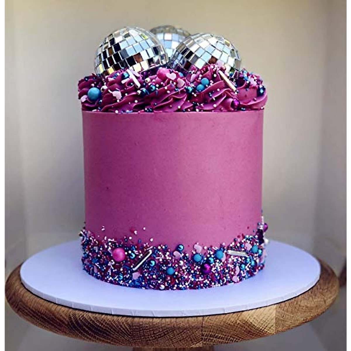 JeVenis Disco Ball Cake Decoration 70's Disco Cake Decoration Disco Ball Toppers Saturday Night Fever Party Supplies Disco Ball Dance Birthday Party Supplies