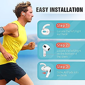 Ear Hooks Covers Compatible with Apple AirPods 3, Added Storage Pouch, Anti-Slip Silicone in-Ear Earhooks Covers, Ear Wings Accessories for Apple AirPods 3rd Generation (3 Pairs, Mixed Colors)