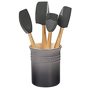 Le Creuset Silicone Craft Series Utensil Set with Stoneware Crock, 5 pc., Oyster