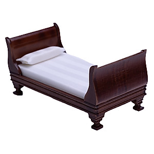 Neakomuki Dollhouse Furniture Accessories Mini Wooden Bedroom Furniture Wood Miniature Bed Pillow for Dollhouse Decoration