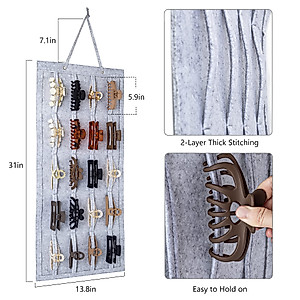 Large Hair Claw Clip Organizer Holder, Hanging Claw Clips Storage for Women Girls, Hair Clip Stand Holder for Wall, Door, Closet, Big Claw Clip Display for Teen Girls