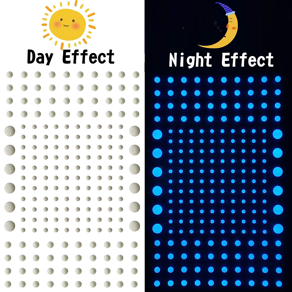 808 PCS Glow in The Dark Stars for Ceiling, Glowing Wall Decals Decor Stickers,(404 Pcs Green and 404 Sky Blue)3D Adhesive Dots Decor Starry Sky Decor for Kids Bedroom or Birthday Gift