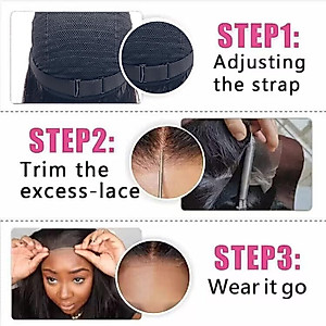 CHEETAHBEAUTY Straight Glueless Wigs Human Hair Pre Plucked 5x5 HD Lace Closure Wigs Human Hair for Black Women Pre Cut Lace for Beginners With Baby Hair 220% Density(18inch)