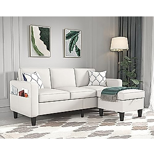 Sunrise Coast Sectional L Shaped Couches for Living Room 3 Seater Sofas with Movable Storage Ottoman, Beige