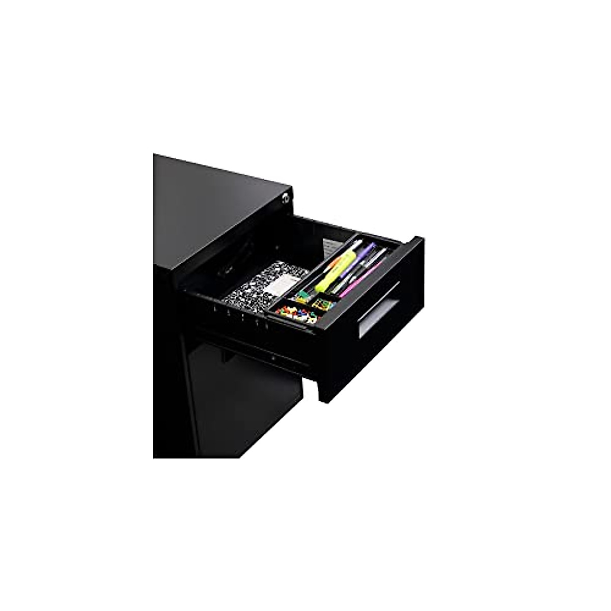 Alera ALEPABFBL Two-Drawer 14.96 in. x 19.29 in. x 21.65 in. Metal Pedestal File Cabinet - Black