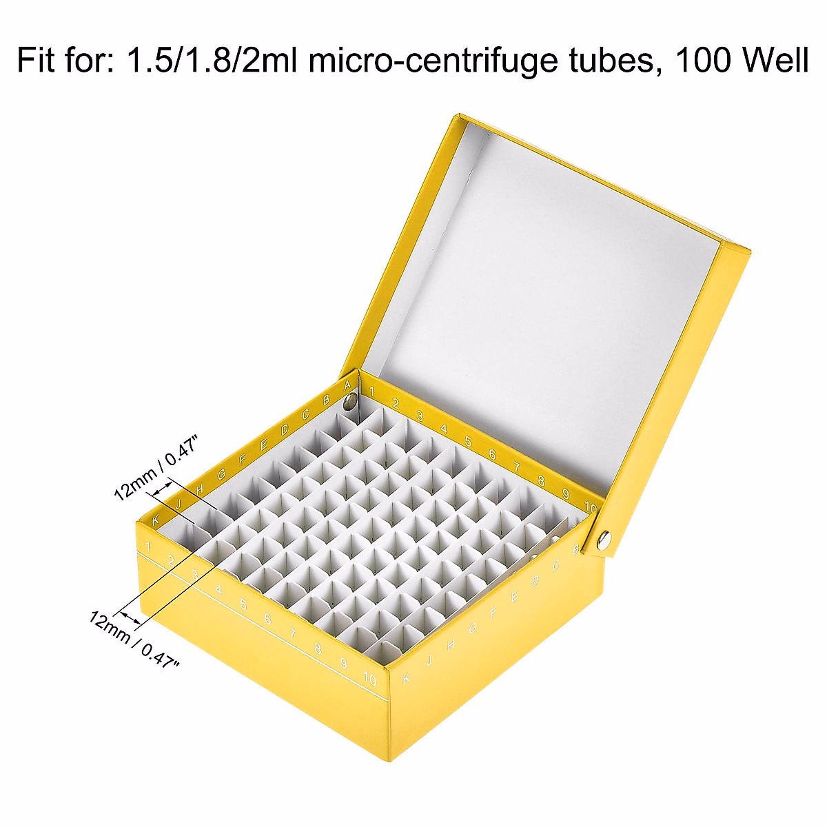 uxcell Centrifuge Tube Freezer Storage Box 100-Well Waterproof Cardboard Holder Yellow for 1.5/1.8/2ml Micro Centrifuge Tubes