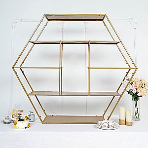 4 feet Gold Large Hexagon Metal Cake Dessert Display Stand Wedding Arch Backdrop Party Events Home Decorations Supplies