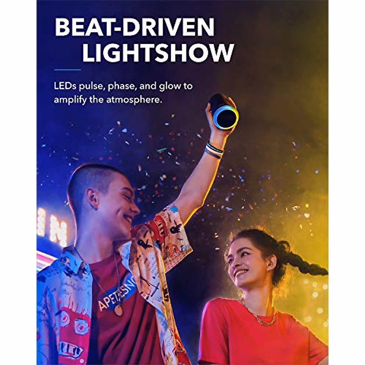 Soundcore Flare Mini Bluetooth Speaker, Outdoor Bluetooth Speaker, IPX7 Waterproof for Outdoor Parties, LED Light Show with 360° Sound and BassUp Technology