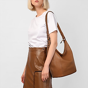 Iswee Black Leather Purse Shoulder Bag for Women Hobo Purses and Handbags Pocketbooks Cross Body Bag Large (Black)