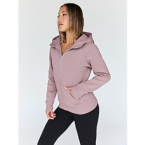 Trendy Queen Womens Zip Up Hoodies Fleece Jackets Oversized Sweatshirts Fall Fashion Outfits Sweaters Winter Clothes DarkPink M