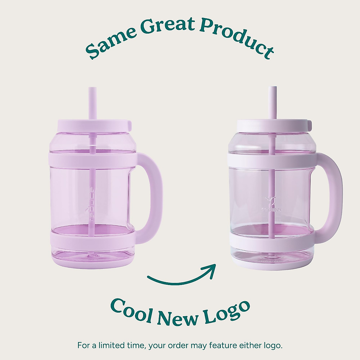 Reduce WaterDay 80 oz Water Jug with Time/Ounce Markings - Spill-Proof Straw, Durable Tritan - Big Water Bottle for Daily Hydration - Dishwasher Safe, Clear & Easy to Clean, Lilac Bud