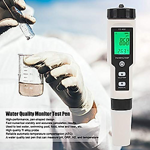 4 in 1 Portable Water Quality Monitor Test Pen 0.01-14.00pH Measuring Range PH ORP H2 Temperature Tester YY-400