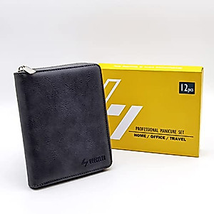 Geeceler Manicure Pedicure Grooming Kit 12 Pcs, Professional Nail Clippers Set with Case, Gift for Men/Dad/Women(Black)