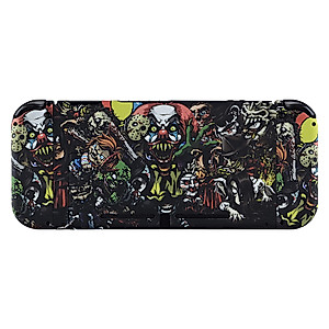 eXtremeRate DIY Replacement Shell Buttons for Nintendo Switch, Soft Touch Back Plate for Switch Console, Custom Housing Case with Full Set Buttons for Joycon Handheld Controller - Scary Party