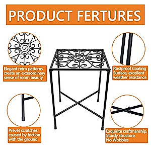 PPeen Plant Stand Indoor Outdoor for Flower Pot Heavy Duty Potted Holder Rustproof Waterproof Garden Container Supports Square Display Iron Rack for Planter, 2 Pack, Black