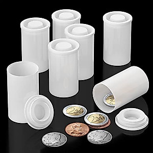 Houseables Film Canisters w/ Caps, 60 Pk, 35MM Empty Camera Reel Containers, for Rockets, White, 8 OZ, 2" H, 1" W, Plastic, Films Developing Processing Tube, Roll Case, Small Accessories, Storage