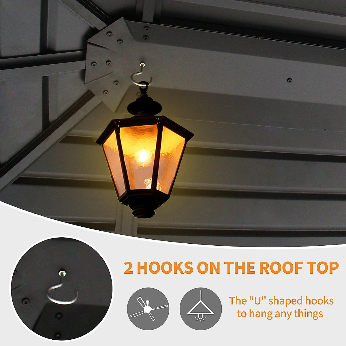 GARTOO 10' x 12' Patio Hardtop Gazebo - Outdoor Metal Hard Top with Breathable Mesh, Galvanized Steel Top Gazebo for Garden, Lawn, Outdoor Party (Black)